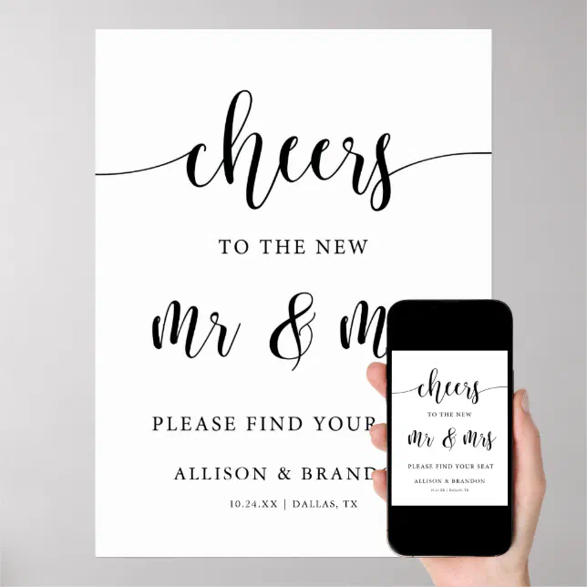 Rustic Cheers Wedding Place Cards Seating Sign | Zazzle