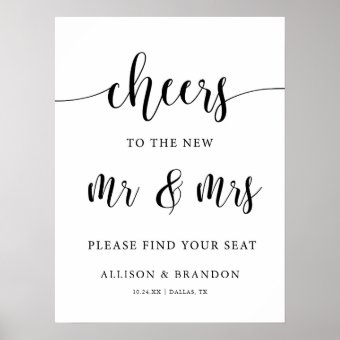 Rustic Cheers Wedding Place Cards Seating Sign | Zazzle