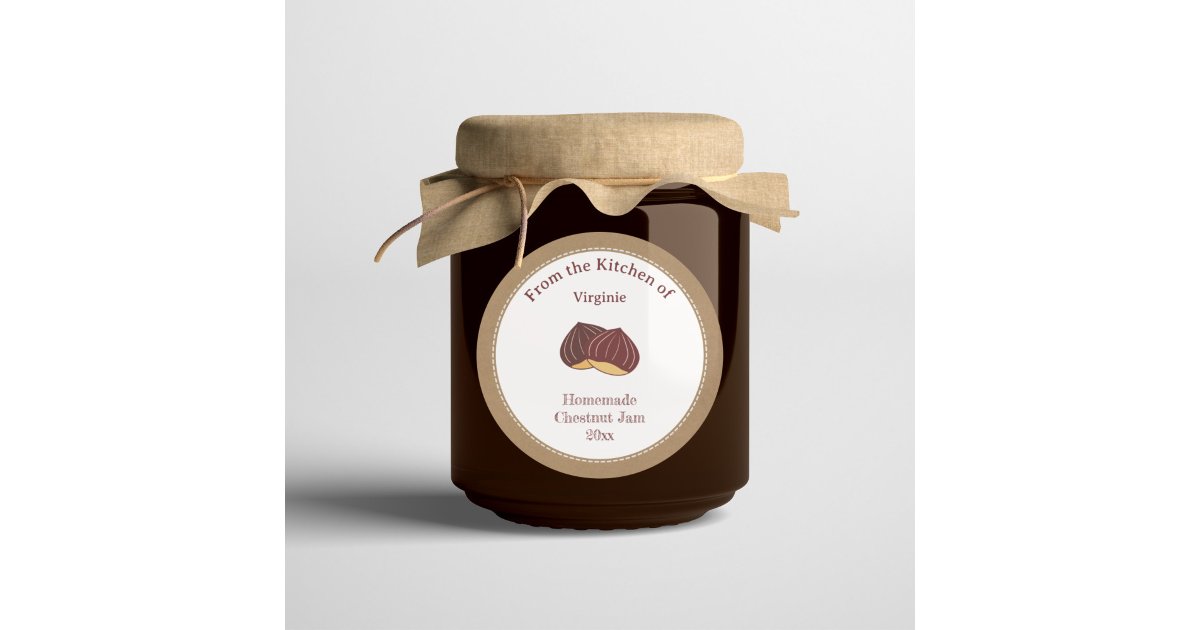 Rustic Chestnut Jam Label Sticker | Zazzle