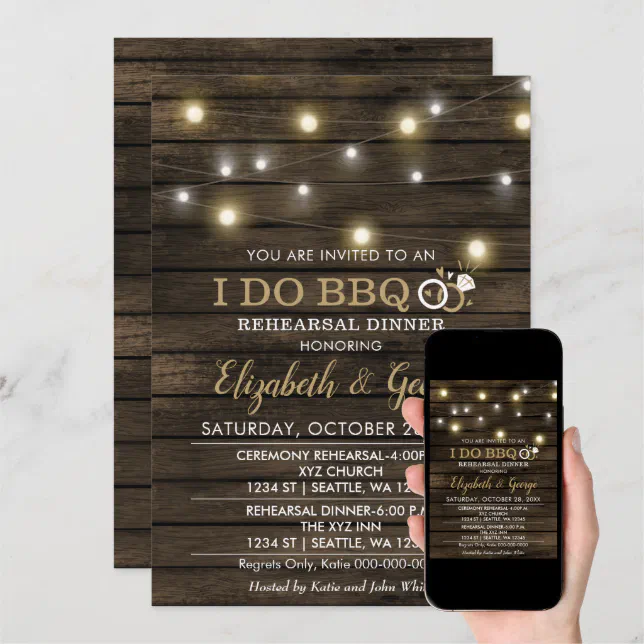 Rustic Chic Barn Wood I Do BBQ Rehearsal Dinner Invitation | Zazzle