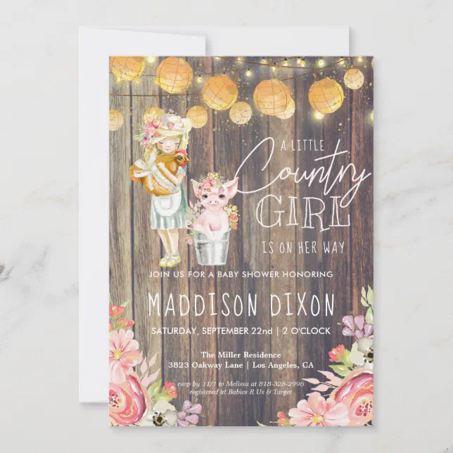 Rustic Chic Barnwood Floral Country Baby Shower | Zazzle