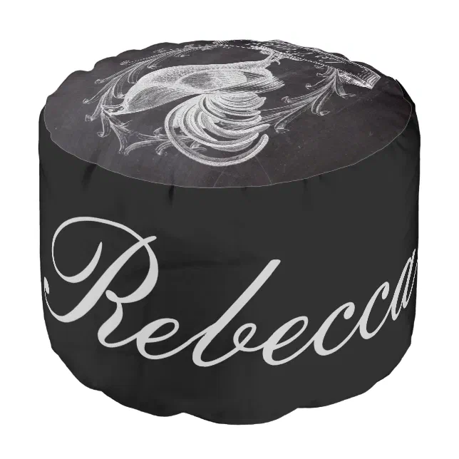 rustic chic blackboard french country rooster pouf | Zazzle