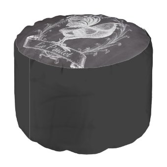 rustic chic blackboard french country rooster pouf | Zazzle