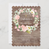 Rustic Chic Blush Pink Floral Confirmation Invitation | Zazzle
