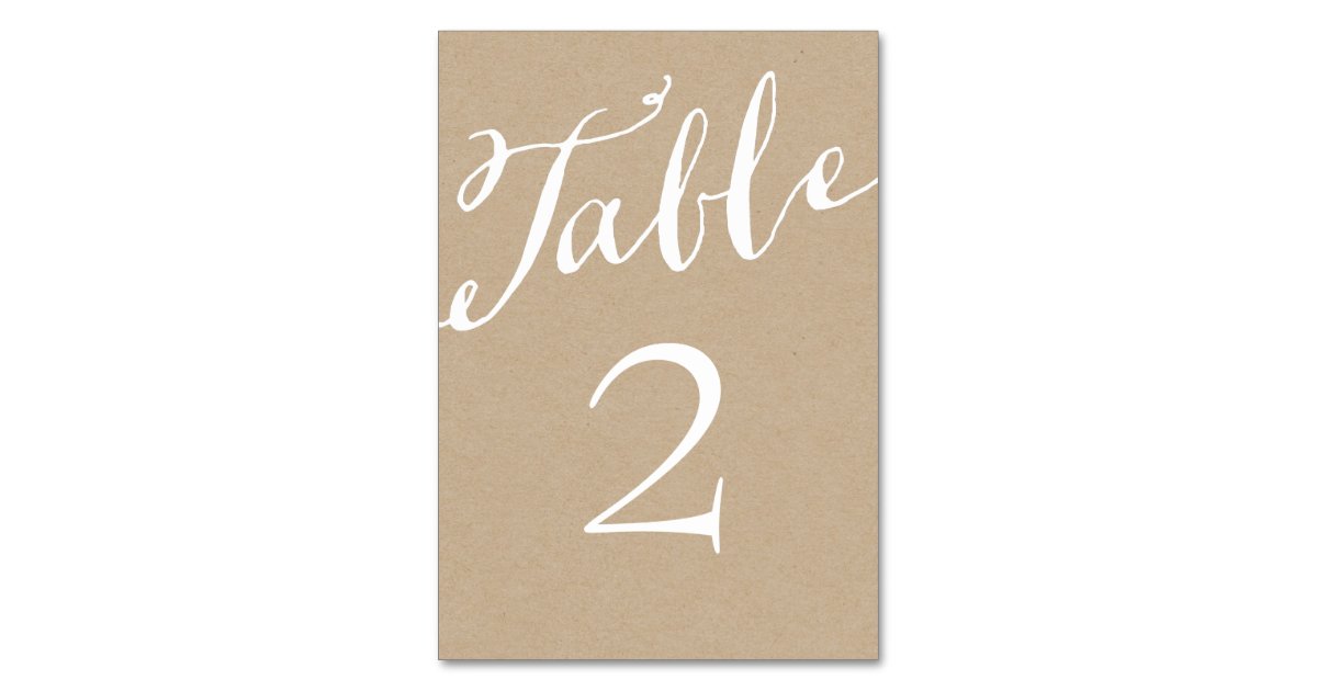 Rustic Chic Calligraphy Table Numbers | Zazzle