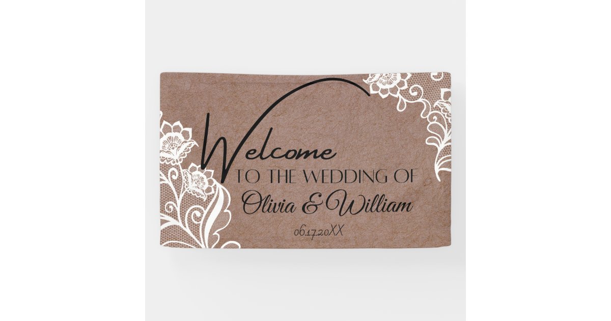 Rustic Chic Calligraphy Wedding Welcome Banner | Zazzle