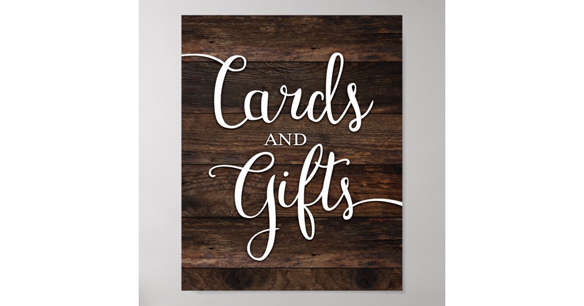 Rustic Chic CARDS AND GIFTS Sign Print | Zazzle