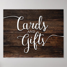 Rustic Chic CARDS AND GIFTS Sign Print | Zazzle