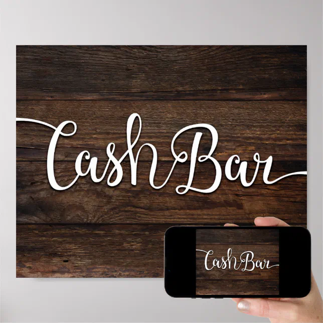 Rustic Chic CASH BAR Sign Print | Zazzle