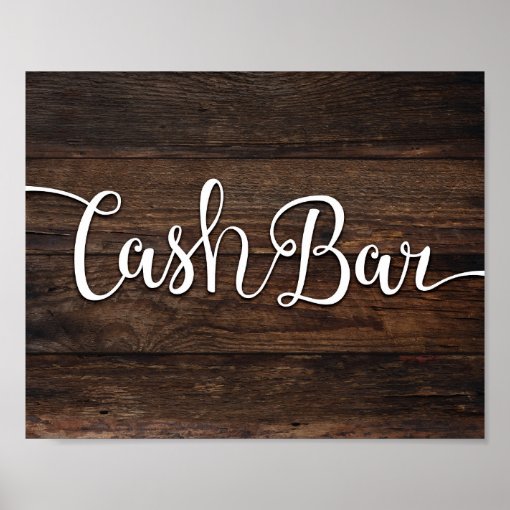 Rustic Chic CASH BAR Sign Print | Zazzle