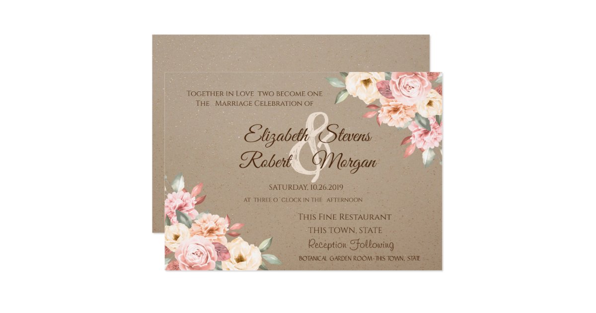 Rustic Chic Floral Wedding Floral Invitation | Zazzle.com