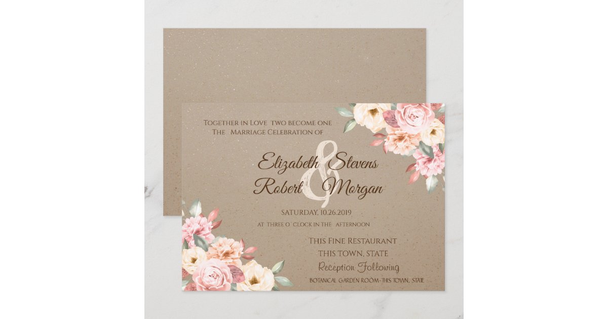 Rustic Chic Floral Wedding Floral Invitation | Zazzle
