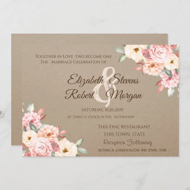 Rustic Chic Floral Wedding Floral Invitation | Zazzle
