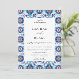 Rustic Chic Geometric Spanish Tile Wedding Invitation | Zazzle