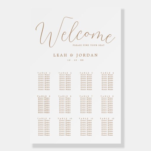 Rustic Chic Gold ScriptWedding Seating Chart Sign | Zazzle