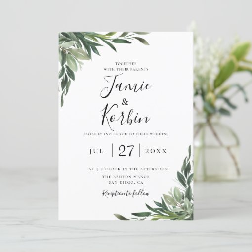 Rustic Chic Greenery Wedding Invitation | Zazzle