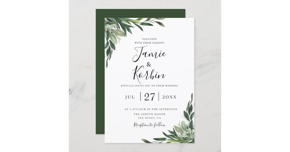 Rustic Chic Greenery Wedding Invitation | Zazzle