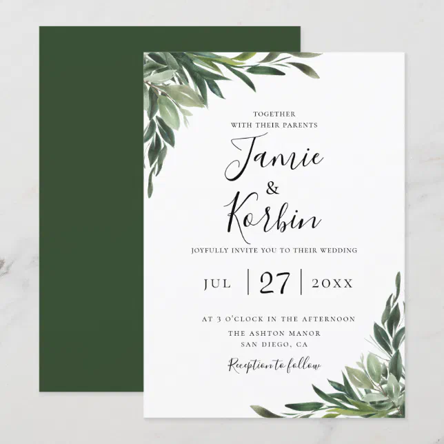 Rustic Chic Greenery Wedding Invitation | Zazzle