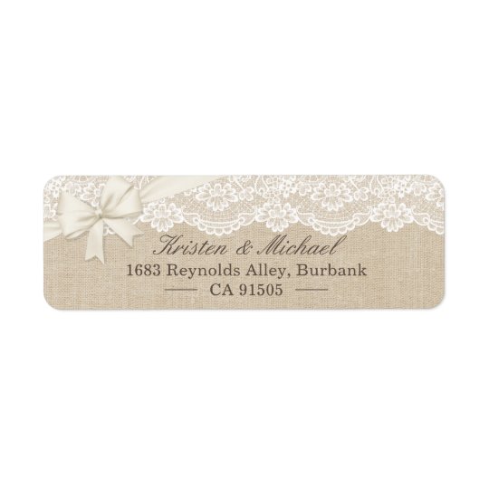 Rustic Chic Ivory Burlap Lace Ribbon Label | Zazzle.com