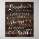 Rustic Chic LOVE QUOTE Sign Print | Zazzle