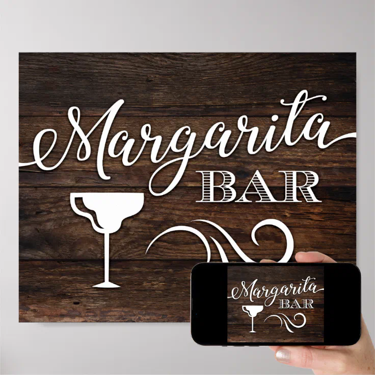 Rustic Chic MARGARITA BAR Sign Print | Zazzle