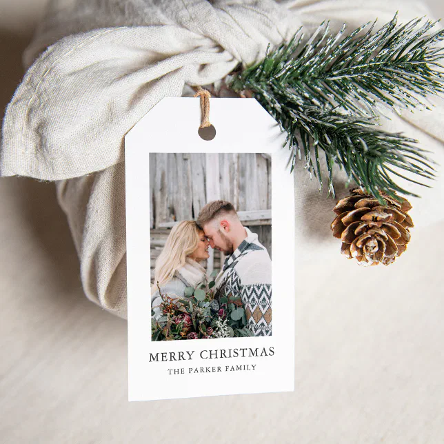 Rustic Chic | Photo Christmas Holiday Gift Tags | Zazzle