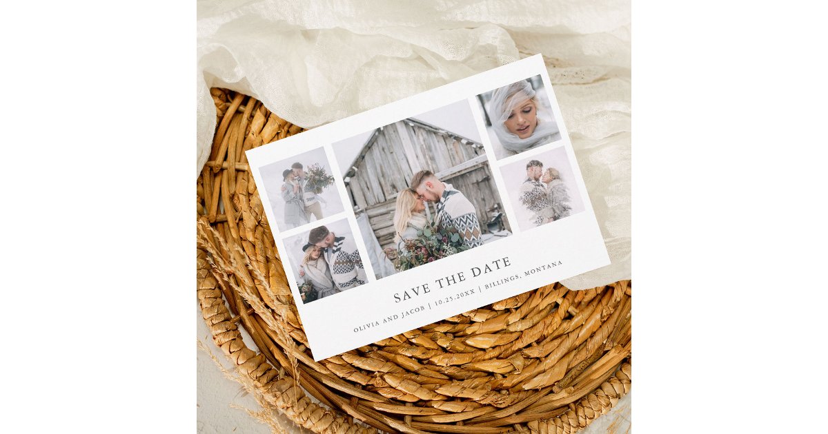 Rustic Chic | Photo Grid Save The Date | Zazzle