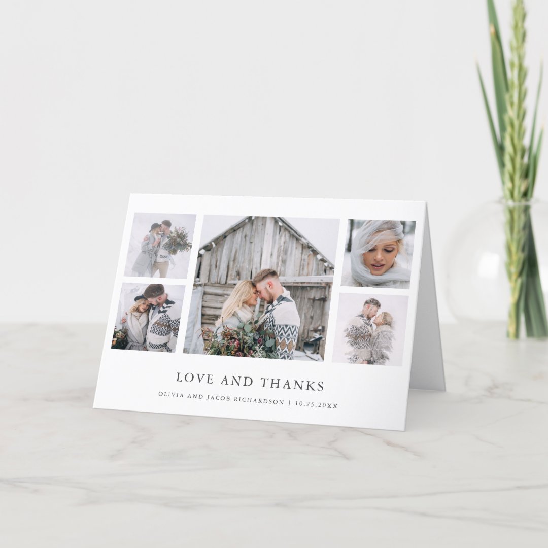 Rustic Chic | Photo Grid Wedding Thank You Card | Zazzle
