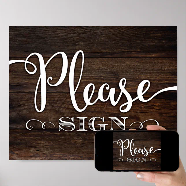 Rustic Chic PLEASE SIGN Sign Print | Zazzle