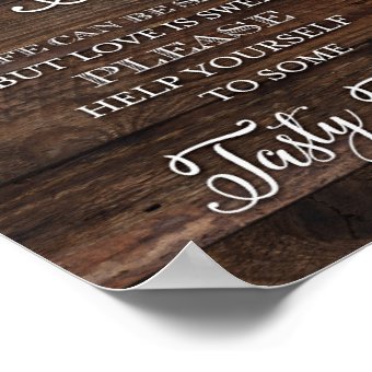 Rustic Chic POPCORN BAR HELP YOURSELF Sign Print | Zazzle