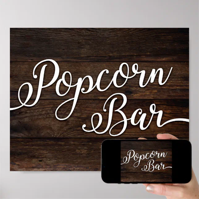 Rustic Chic POPCORN BAR Sign Print | Zazzle