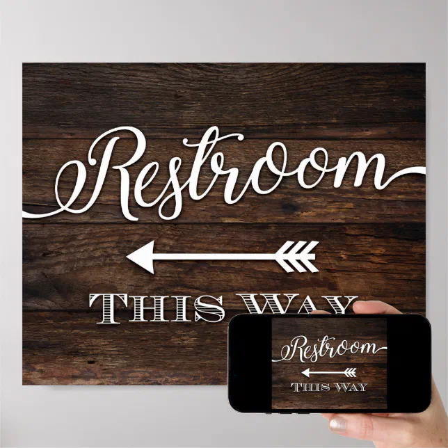 Rustic Chic RESTROOM THIS WAY Sign Print LEFT | Zazzle