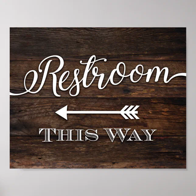 Rustic Chic RESTROOM THIS WAY Sign Print LEFT | Zazzle