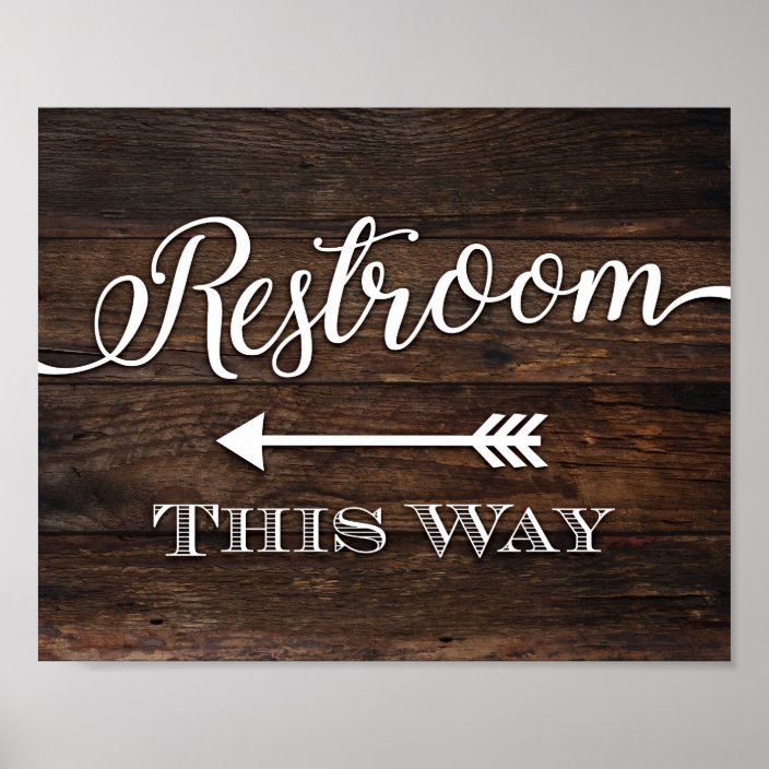 Rustic Chic RESTROOM THIS WAY Sign Print LEFT | Zazzle.com