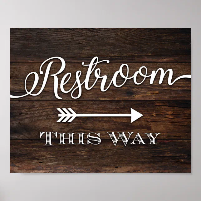 Rustic Chic RESTROOM THIS WAY Sign Print RIGHT | Zazzle