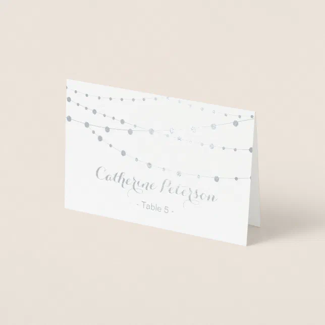 Rustic chic string lights place card | escort card | Zazzle