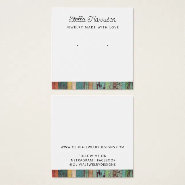 Rustic Chic Stud Earring Jewelry Display Card | Zazzle