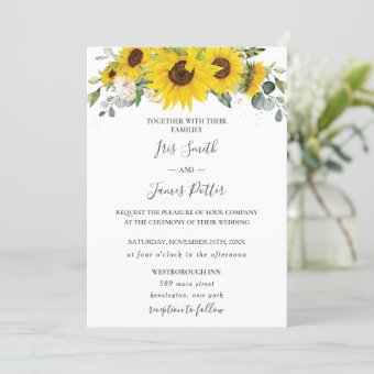 Rustic Chic Sunflower Floral Wedding Invitation | Zazzle