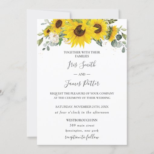 Rustic Chic Sunflower Floral Wedding Invitation | Zazzle