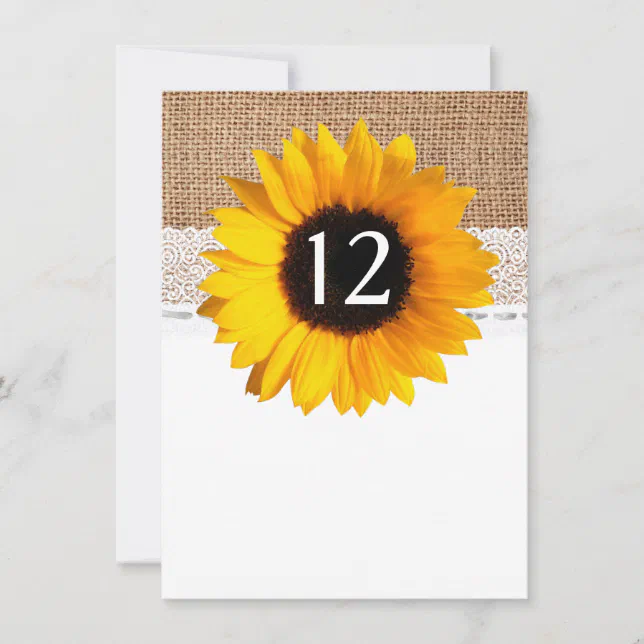 Rustic Chic Sunflower Wedding Table Number | Zazzle
