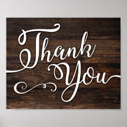 Rustic Chic THANK YOU Sign Print | Zazzle