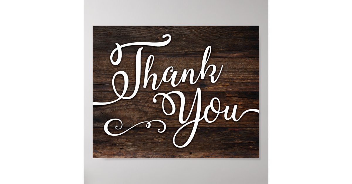 Rustic Chic THANK YOU Sign Print | Zazzle