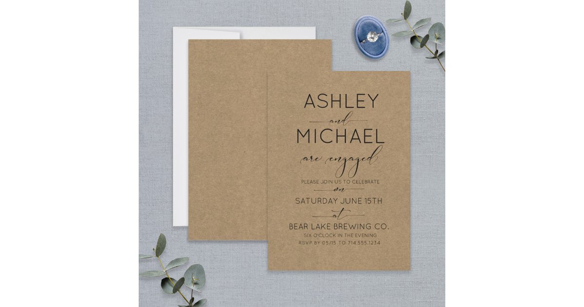 Rustic Chic Typography Engagement Party Invitation | Zazzle