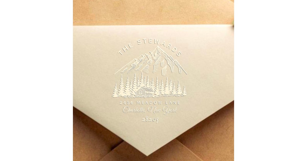 Rustic - Chic Vintage Pine Trees Family Address Embosser | Zazzle