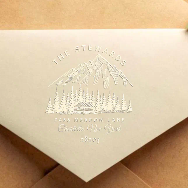 Rustic - Chic Vintage Pine Trees Family Address Embosser | Zazzle