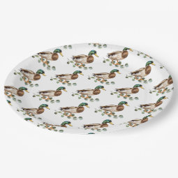 Rustic Chic Watercolor Mallard Duck Paper Plates | Zazzle