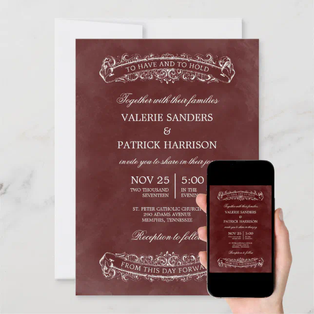 Rustic Chic Wedding Invitation - Red | Zazzle