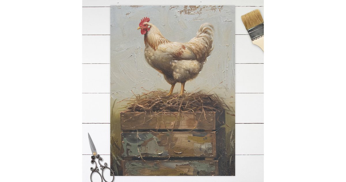 Rustic Chicken and Nest Decoupage Tissue Paper | Zazzle