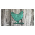 Rustic Chicken (Blue) License Plate | Zazzle