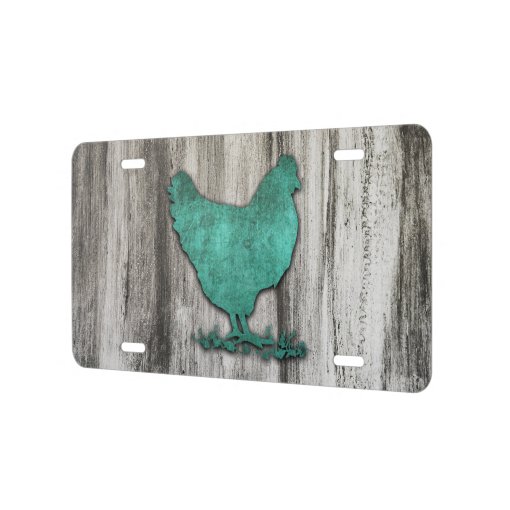 Rustic Chicken (Blue) License Plate | Zazzle